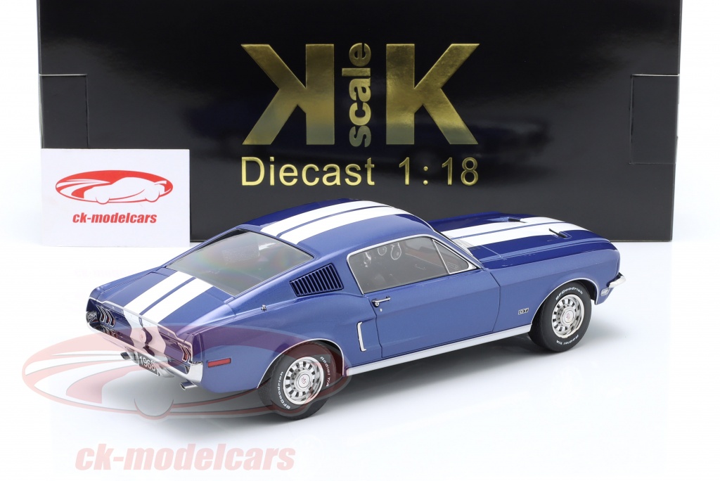 KK-Scale 1:18 Ford Mustang GT Fastback Anno di costruzione 1968 blu ...