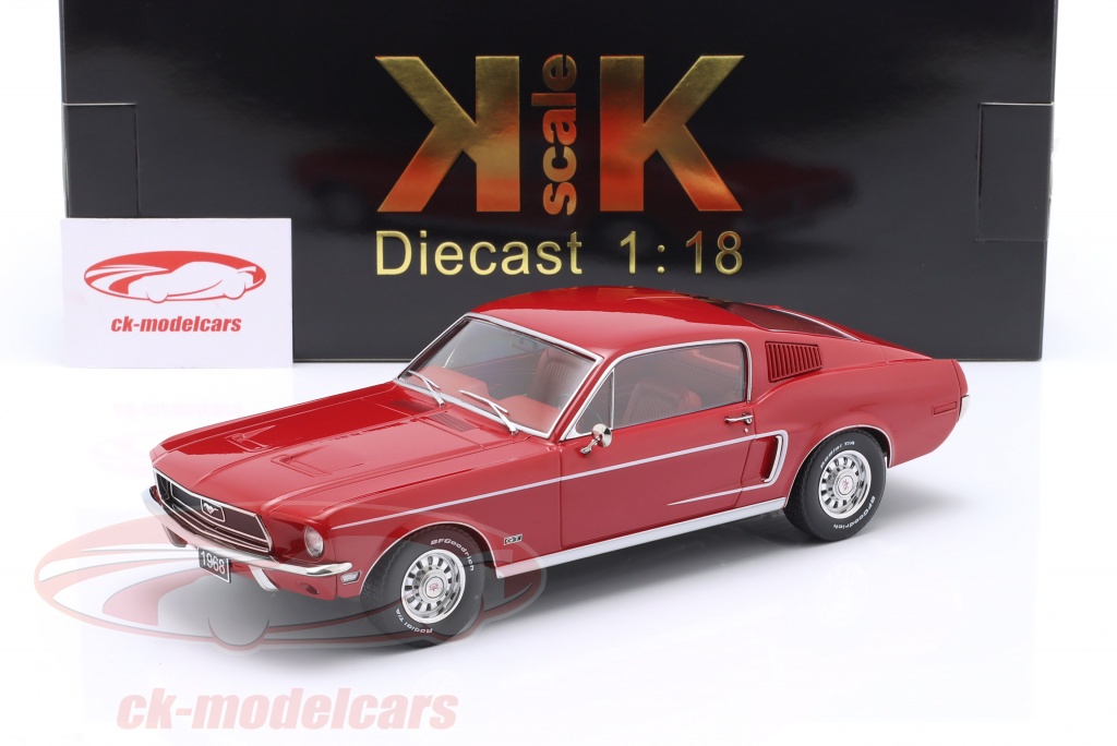 KK-Scale 1:18 Ford Mustang GT Fastback year 1968 red KKDC181392 model ...