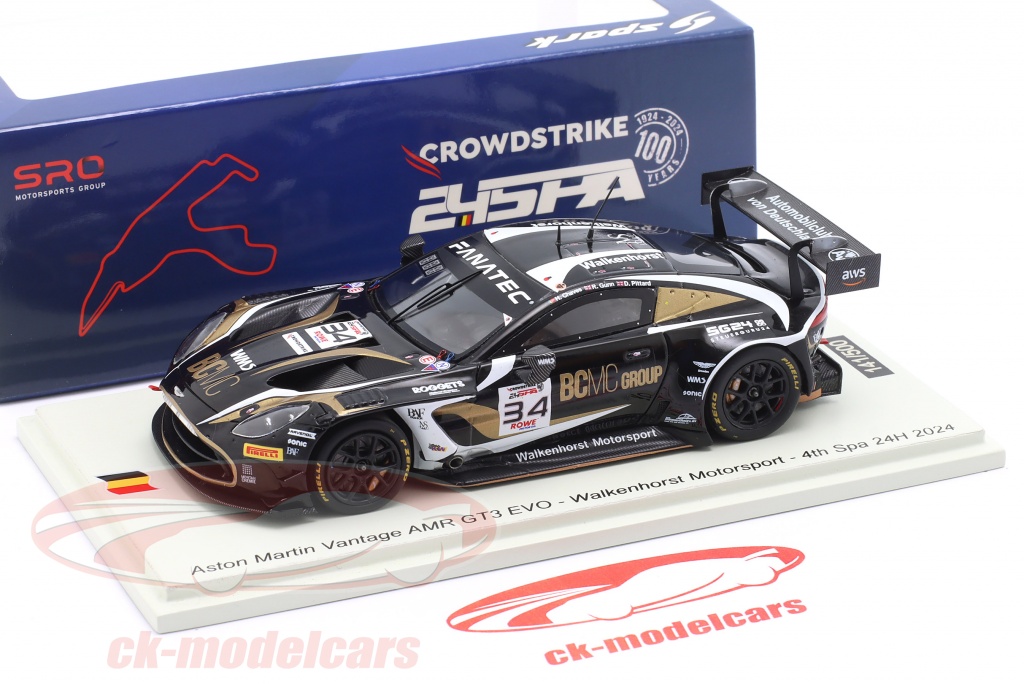 Spark 1:43 Aston Martin Vantage AMR GT3 Evo #34 4th 24h Spa 2024 Chaves, Gunn, Pittard SB781 ...
