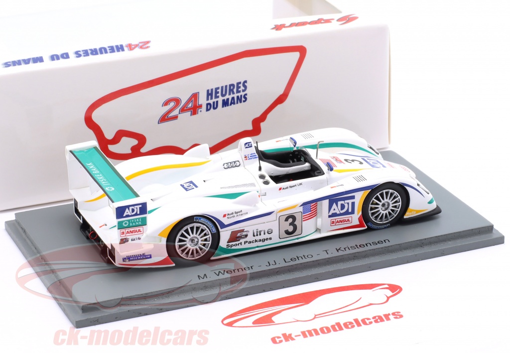 Spark 1:43 Audi R8 #3 勝者 24h LeMans 2005 Lehto, Werner, Kristensen ...