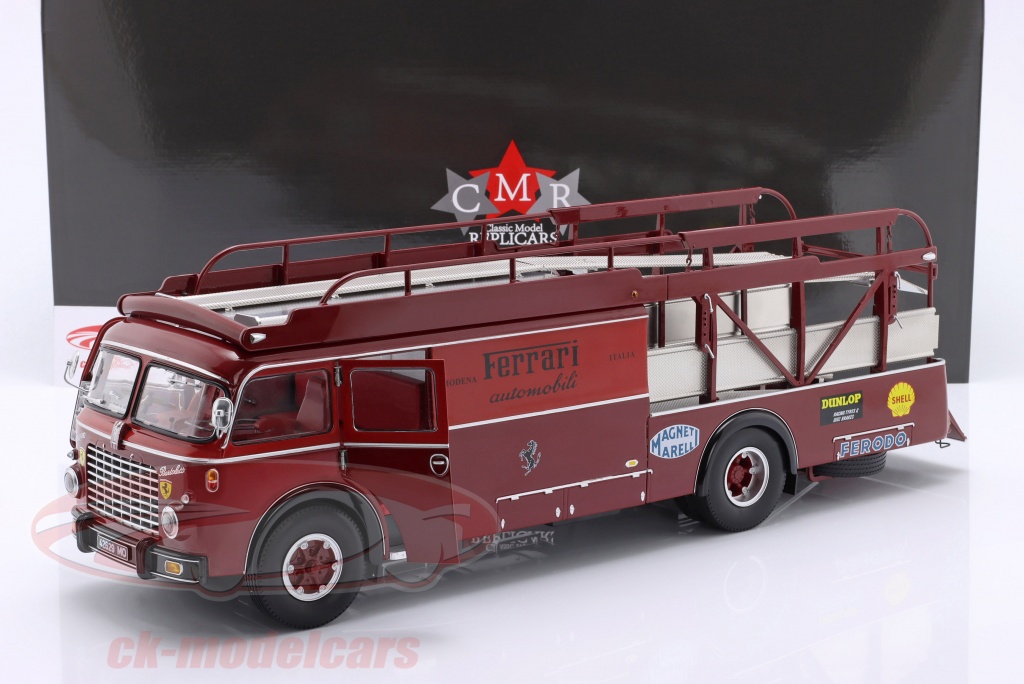 CMR 1:18 Fiat 642 RN2 Bartoletti Ferrari Race Car Transporter dark red ...