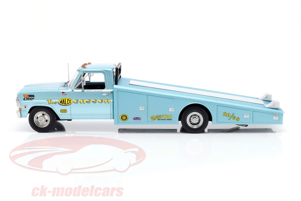 GMP 1:18 Ford F-350 Ramp Truck "The Malco Gasser" Year 1970 light blue ...