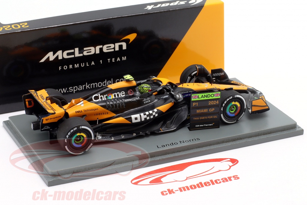 Spark 1:43 Lando Norris McLaren MCL38 #4 Winner Miami GP Formula 1 2024 S9523 model car S9523 ...