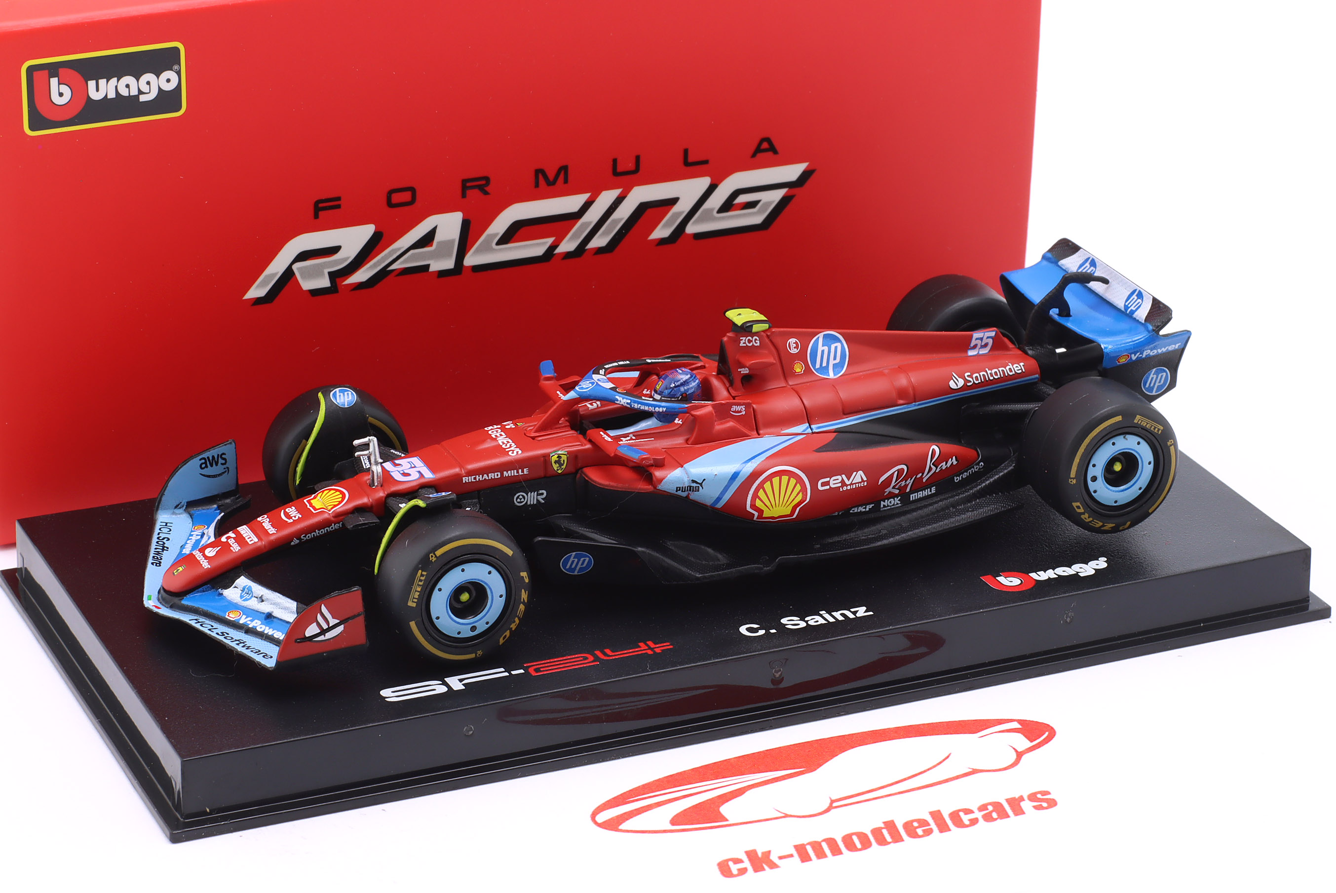 Bburago 1:43 Carlos Sainz jr. Ferrari SF-24 #55 5º Miami GP fórmula 1 ...
