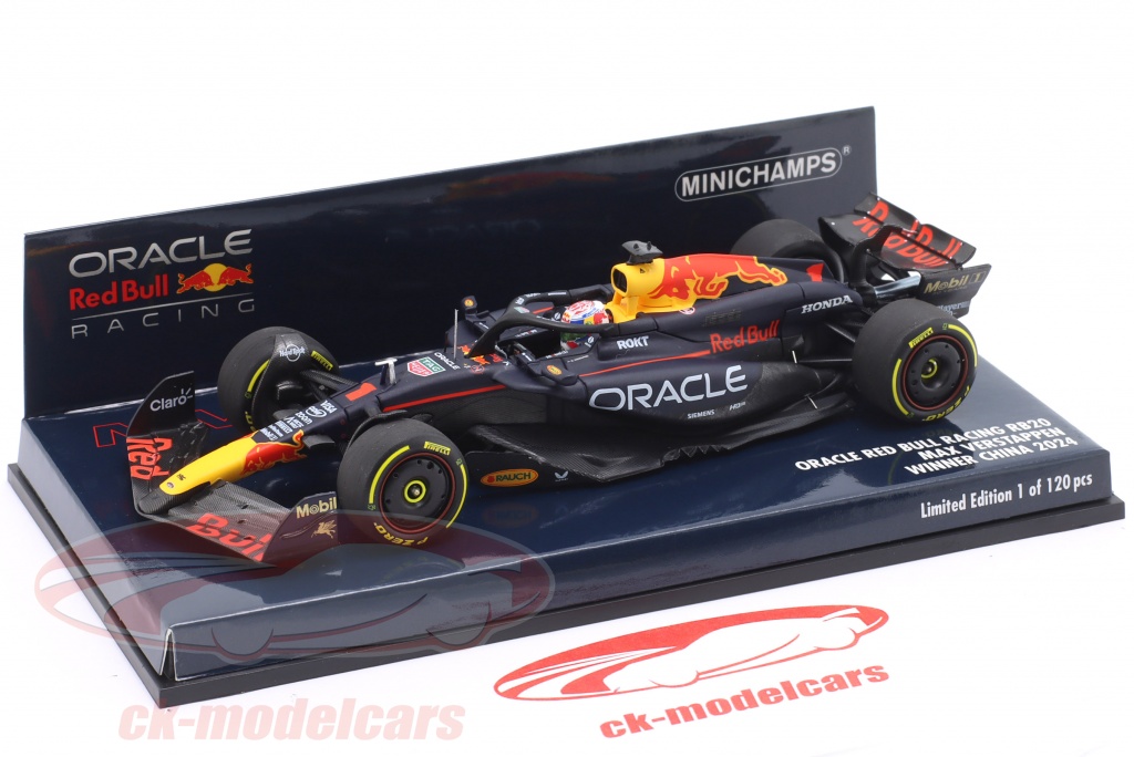 Minichamps 1:43 Max Verstappen Red Bull RB20 #1 Sieger China GP Formel 1 Weltmeister 2024 ...