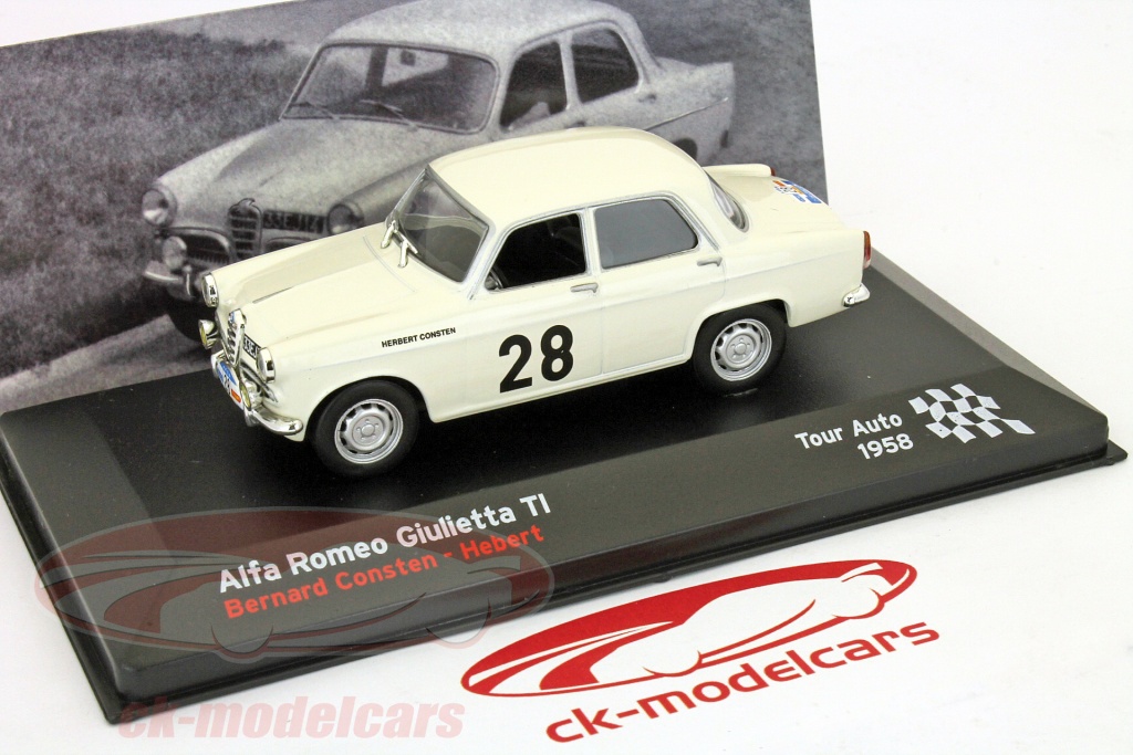 Ixo 1:43 H. Bernard Consten Alfa Romeo Giulietta TI #28 Tour Auto 1958 ...