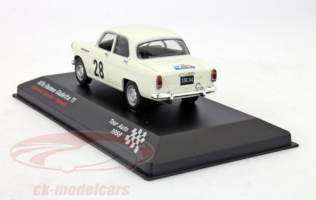 Ixo 1:43 H. Bernard Consten Alfa Romeo Giulietta TI #28 Tour Auto 1958 ...