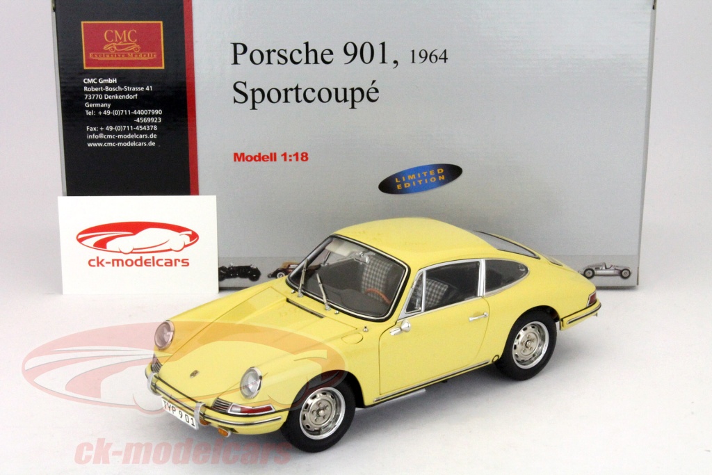 CMC 1:18 Porsche 901 Sport Coupé Série Année 1964 champagne jaune M-067A modèle voiture M-067A