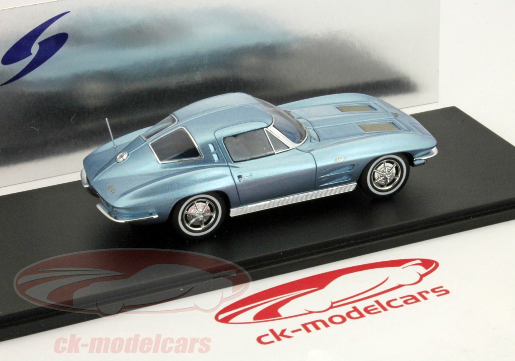 Spark 1:43 Chevrolet Corvette Stingray Coupe Año 1963 luz azul metálico ...