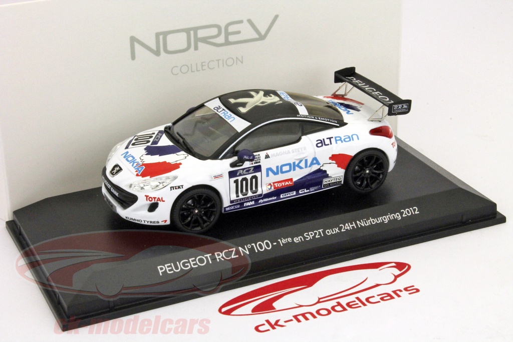Norev 1:43 Peugeot RCZ N° 100 Classe Vainqueur 24h Nürburgring 2012 473867 modèle voiture 473867 ...
