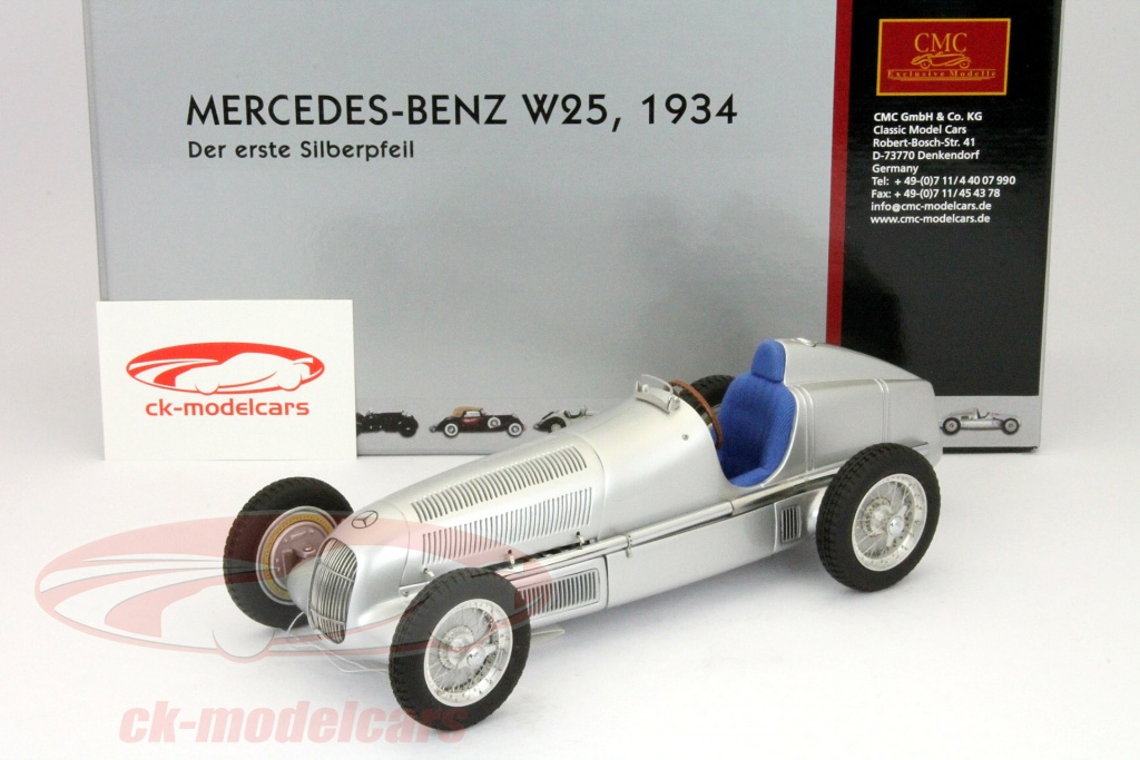 CMC 1:18 Mercedes Benz W25 Silberpfeil Baujahr 1934 silber M-033 ...