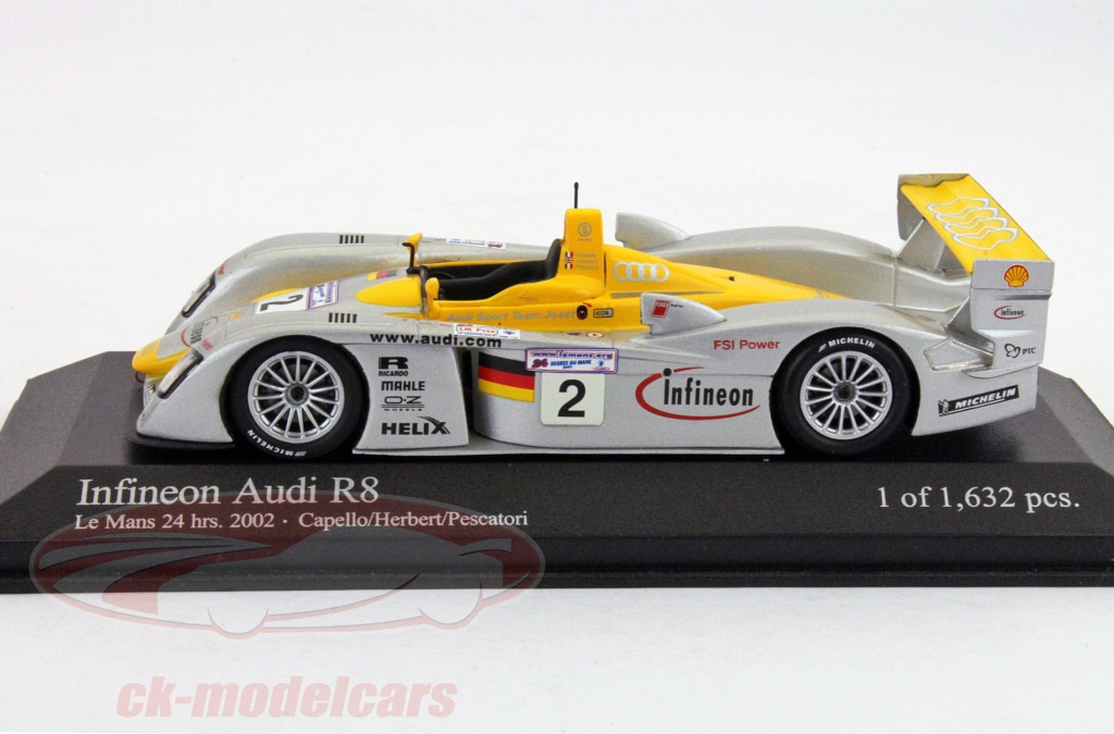 Minichamps 1:43 Infineon Audi R8 #2 24h LeMans 2002 400021302 ...
