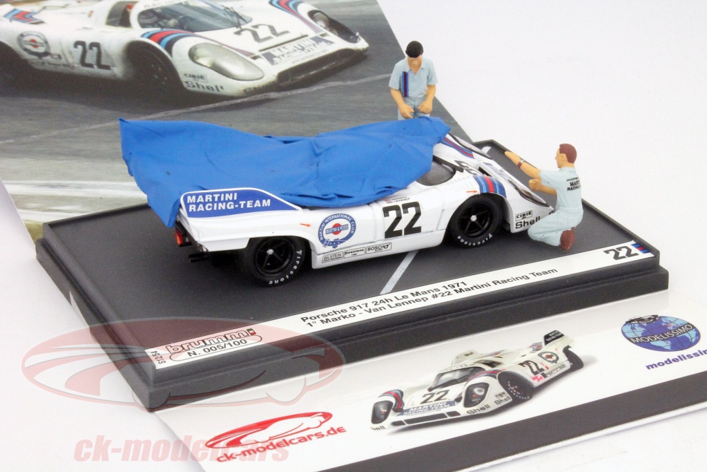 Brumm 1:43 Porsche 917K #22 Martini Racing Winner 24h LeMans 1971 with tarpaulin S1254 model car ...