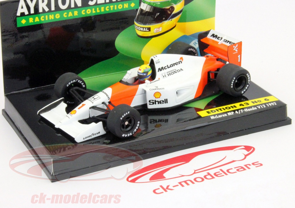 Minichamps 1:43 Ayrton Senna McLaren MP4 / 7A Honda V12 Fórmula 1 1992 CK9991670 modelo coche ...