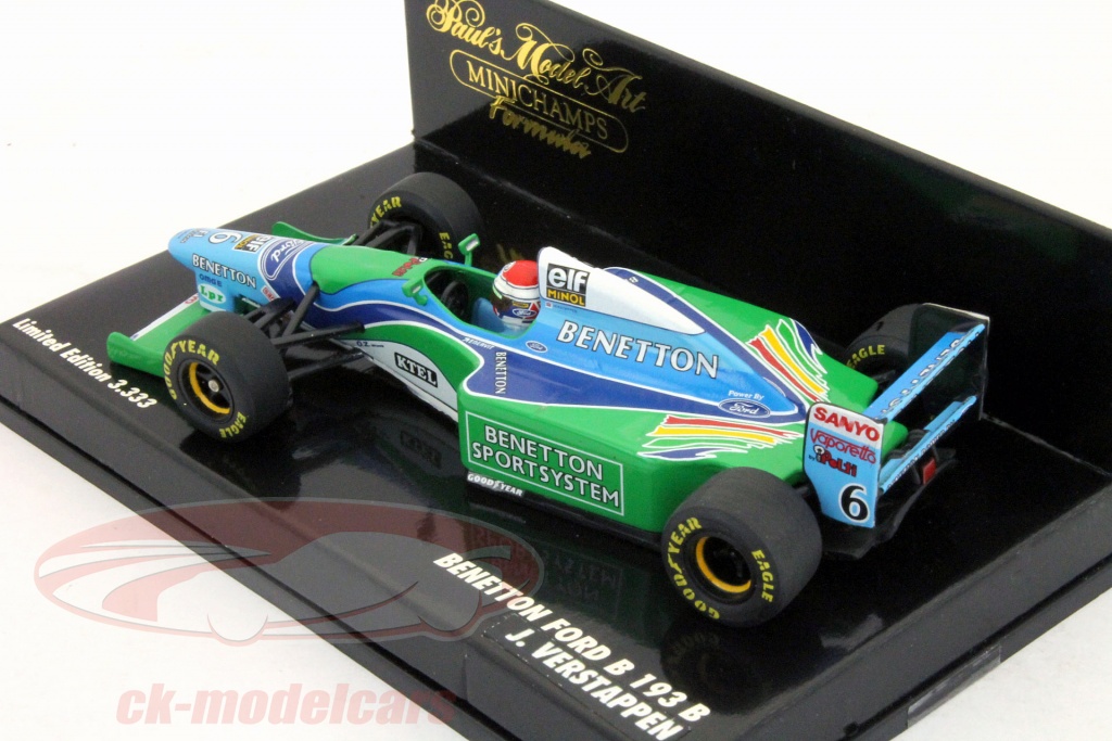 Minichamps 1:43 J. Verstappen Benetton Ford B 193 B formula 1 1994 430941106 model car 430941106 ...