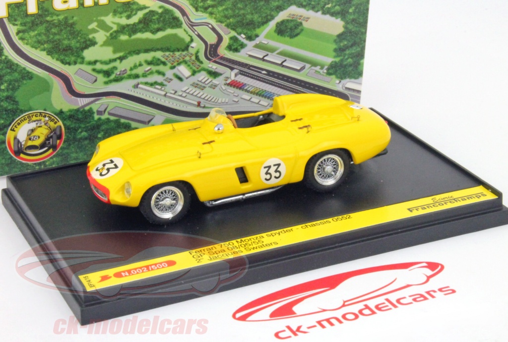 Brumm 1:43 Ferrari 750 Monza Spyder #33 Spa GP 1955 J. Swaters EF14 ...