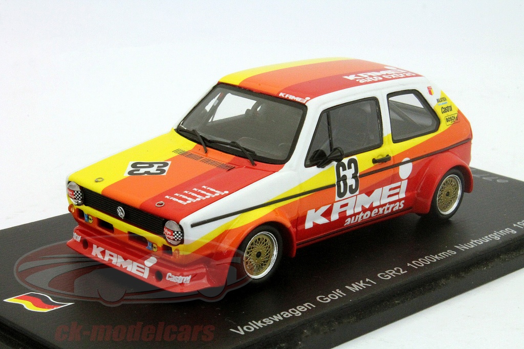 Spark 1:43 Volkswagen VW Golf MKI GR2 1000km Nürburgring 1977 Renneisen ...