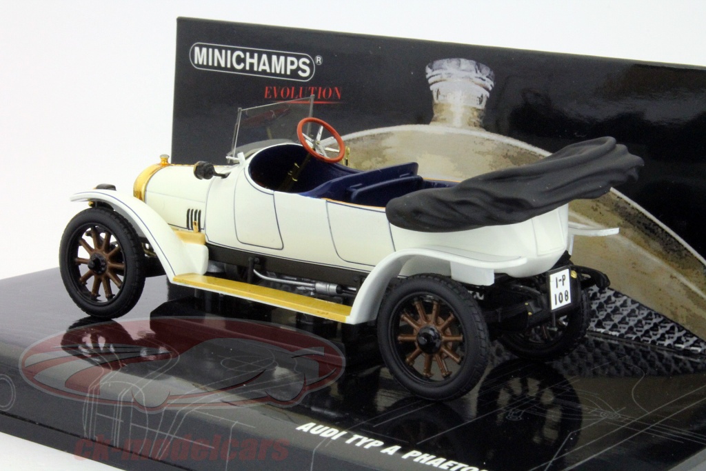 Minichamps 1:43 Audi Typ A Phaeton year 1910 white 437019032 model car ...