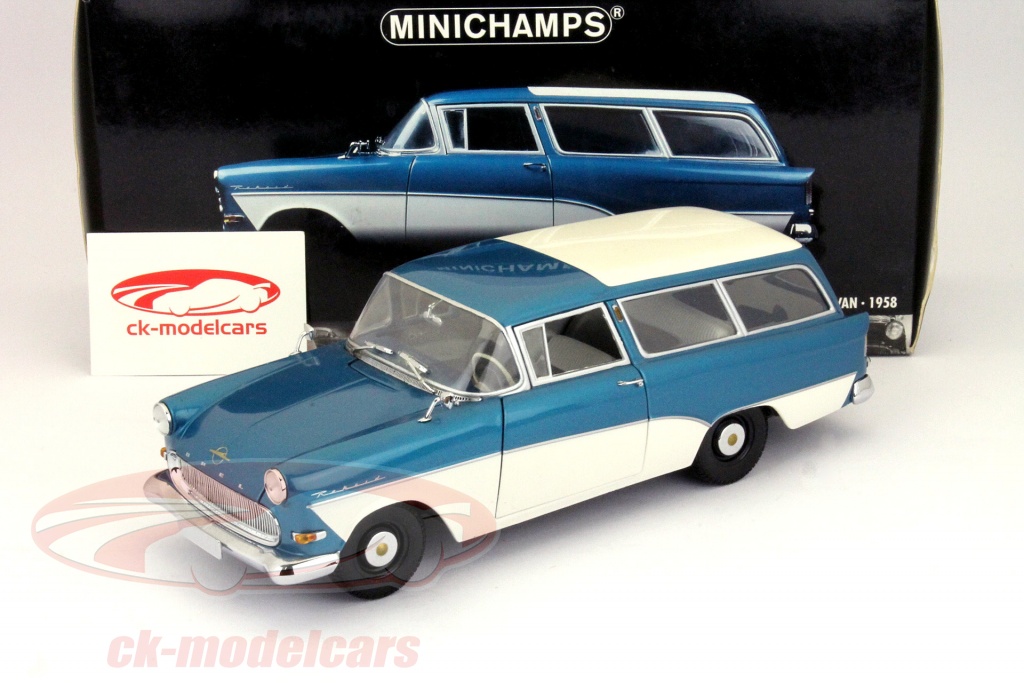 Minichamps 1:18 Opel Rekord P1 Caravan built in 1958 blue / white 180043210 model car 180043210 ...