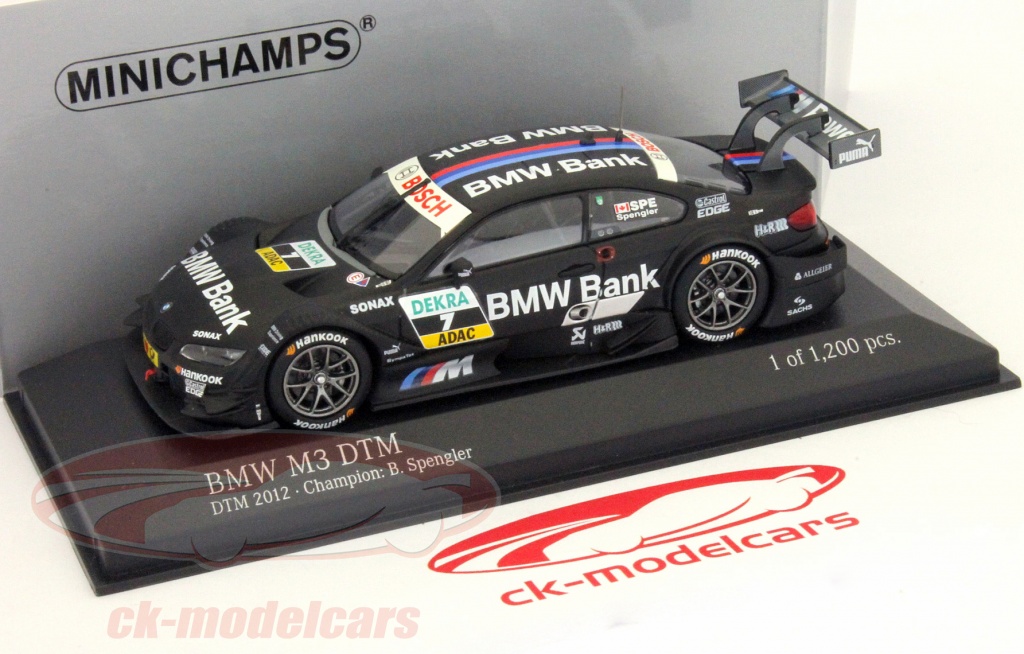 Minichamps 1:43 Bruno Spengler #7 BMW M3 DTM Champion 2012 410122207 modèle voiture 410122207 ...