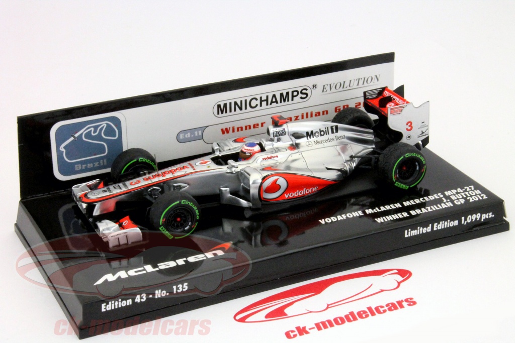 Minichamps 1:43 J. Button McLaren MP4-27 #3 Winner GP Brazil Formel 1 2012 537124323 model car ...