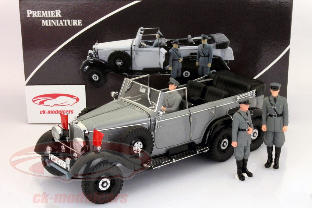 Signature Models 1:18 Mercedes-Benz G4 with Figures Year 1938 gray PM ...