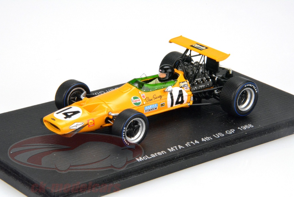 Spark 1:43 Dan Gurney McLaren M7A #14 4 Place GP USA Formula 1 1968 ...