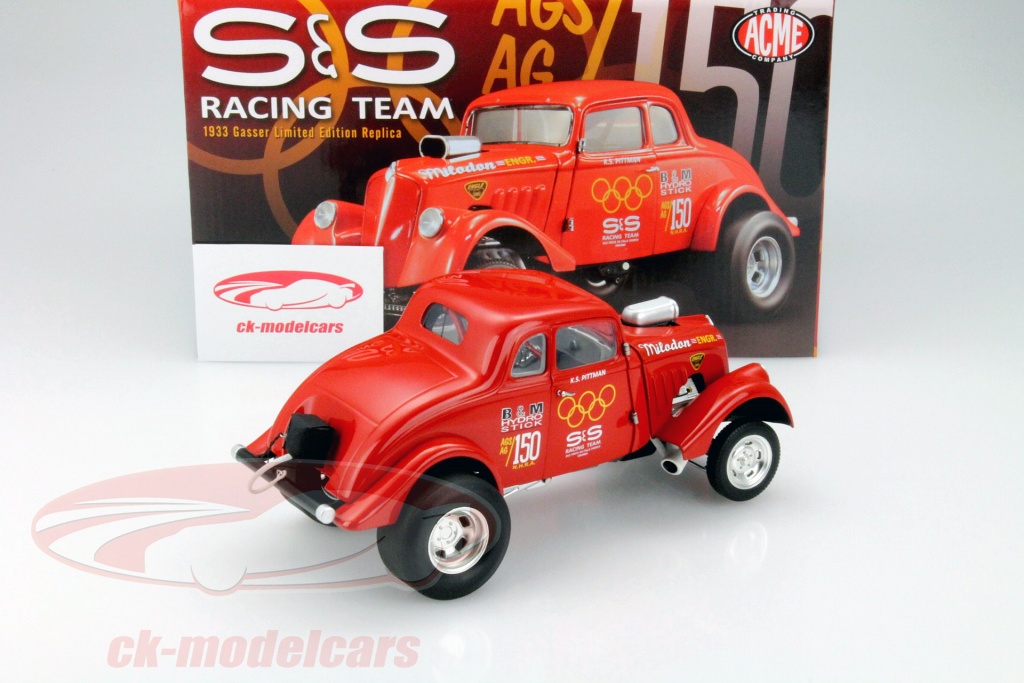GMP 1:18 Willys Gasser Dragster #150 S and S Racing Team Year 1933 red ...