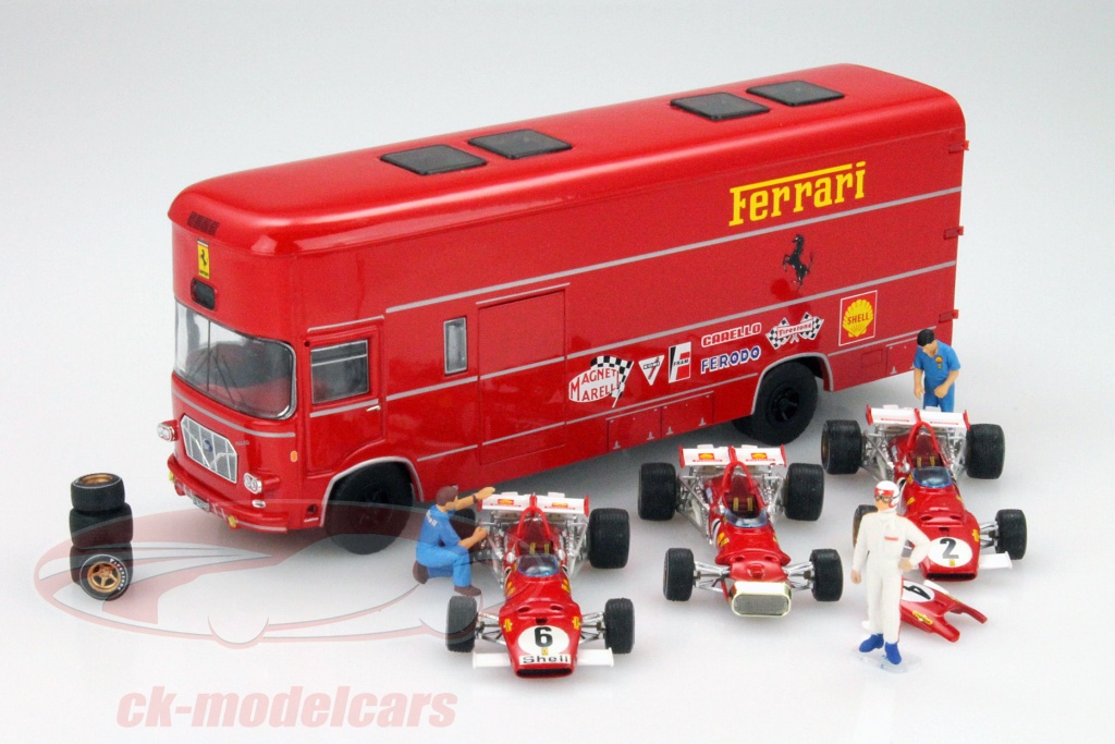 Brumm 1:43 Ferrari Race transporter Set GP Italy Formula 1 1970 RTS04 ...