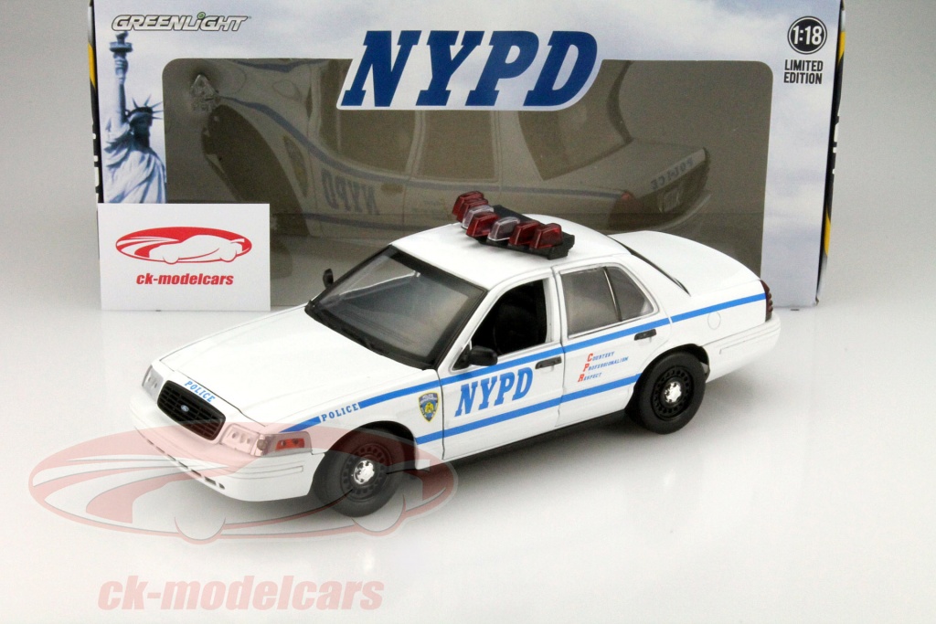 Greenlight 1:18 Ford Crown Victoria NYPD Interceptor Police white 12876 ...