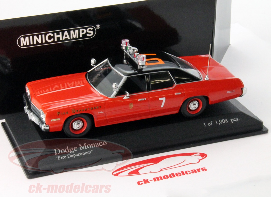 Minichamps 1:43 Dodge Monaco Year 1974 Fire Department Chief Fire ...