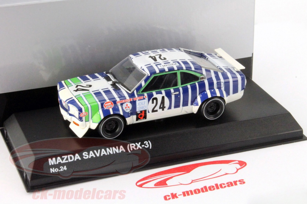 Kyosho 1:43 Mazda Savanna (RX-3) Year 1971 #24 T. Masuda 03191C model ...