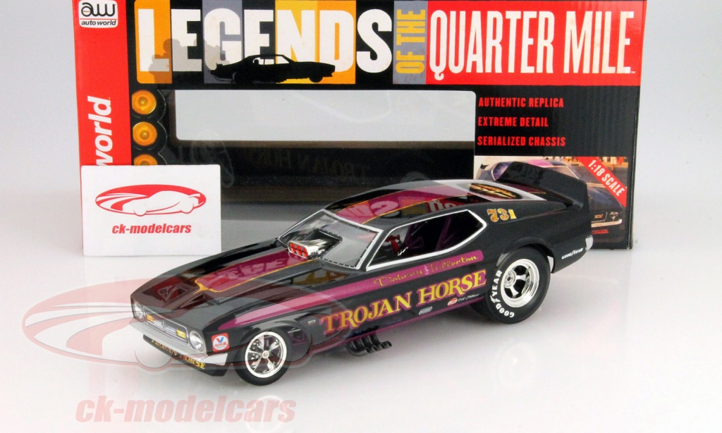 AutoWorld 1:18 Ford Mustang NHR Funny Car 1972 Trojan Horse black ...