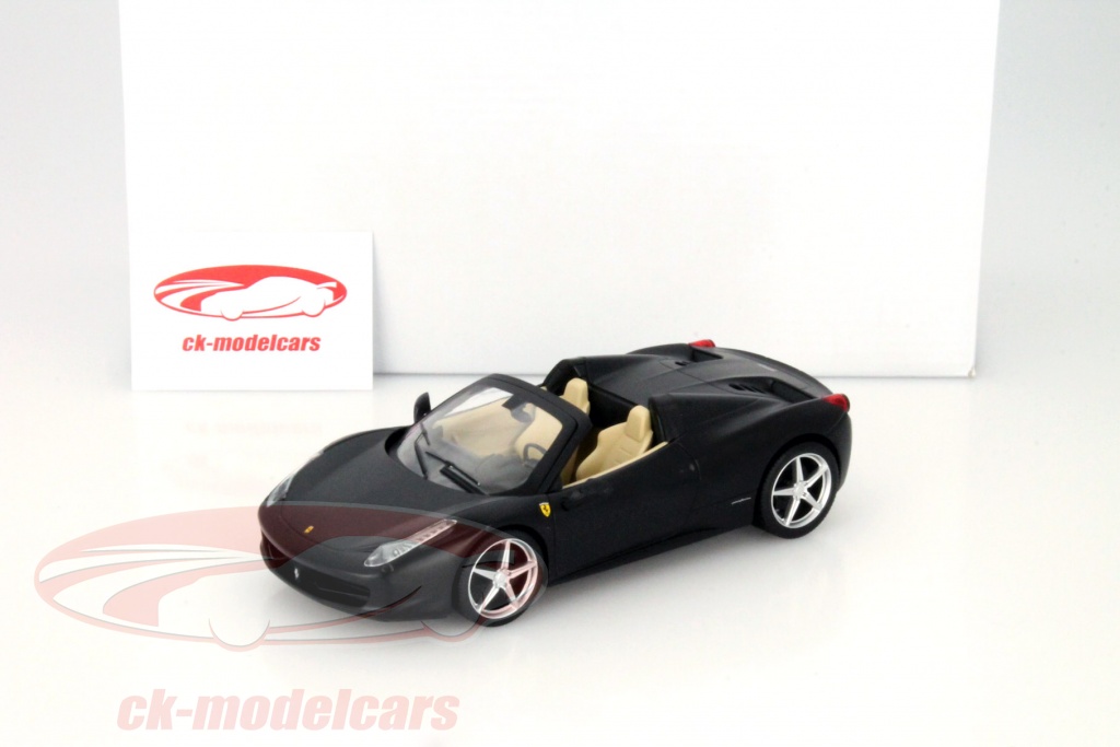 HotWheels 1:24 Ferrari 458 Spider year 2011 matte black BLY65 model car ...