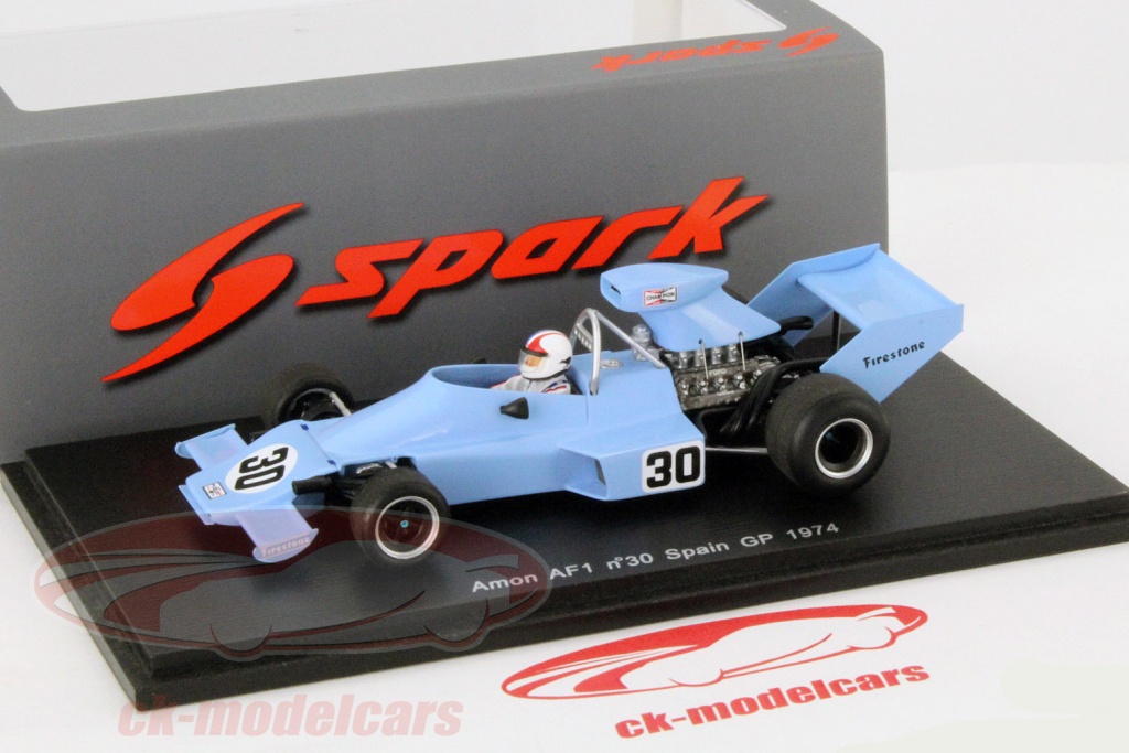 Spark 1:43 Chris Amon Amon AF101 #30 Spain GP Formula 1 1974 S3890 ...