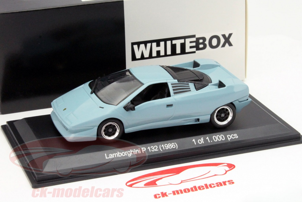 WhiteBox 1:43 Lamborghini P 132 Prototipo year 1986 light blue WB510 ...
