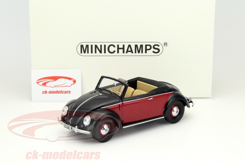 Minichamps 1:18 Volkswagen VW Käfer 1200 Cabriolet Baujahr 1949 schwarz ...