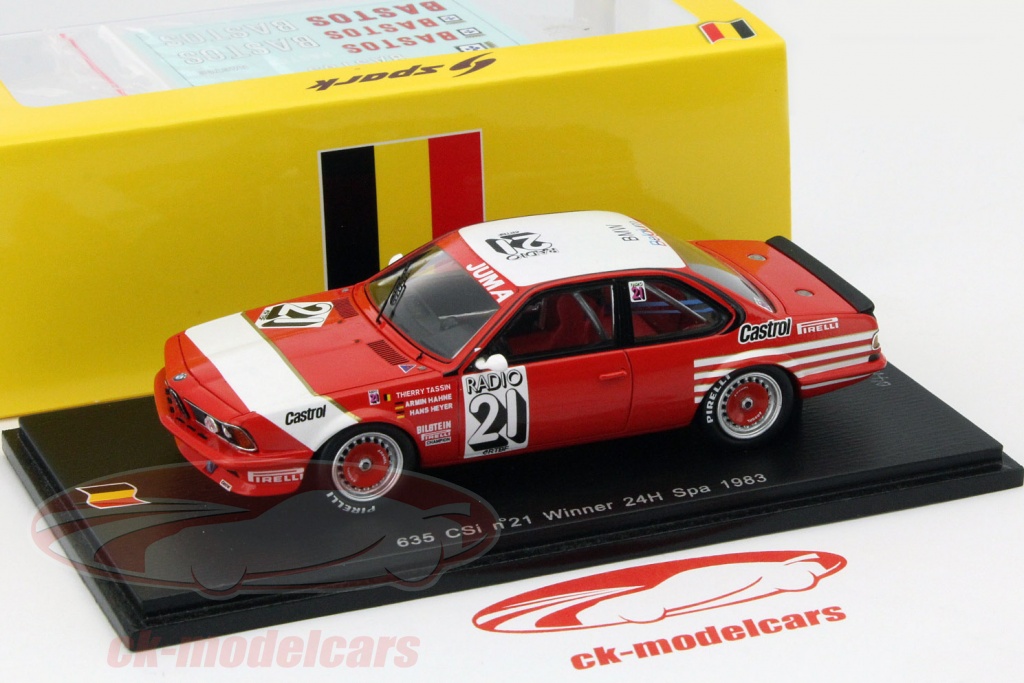 Spark 1:43 BMW 635 CSi #21 Gagnant 24h Spa 1983 Tassin, Hahne, Heyer ...