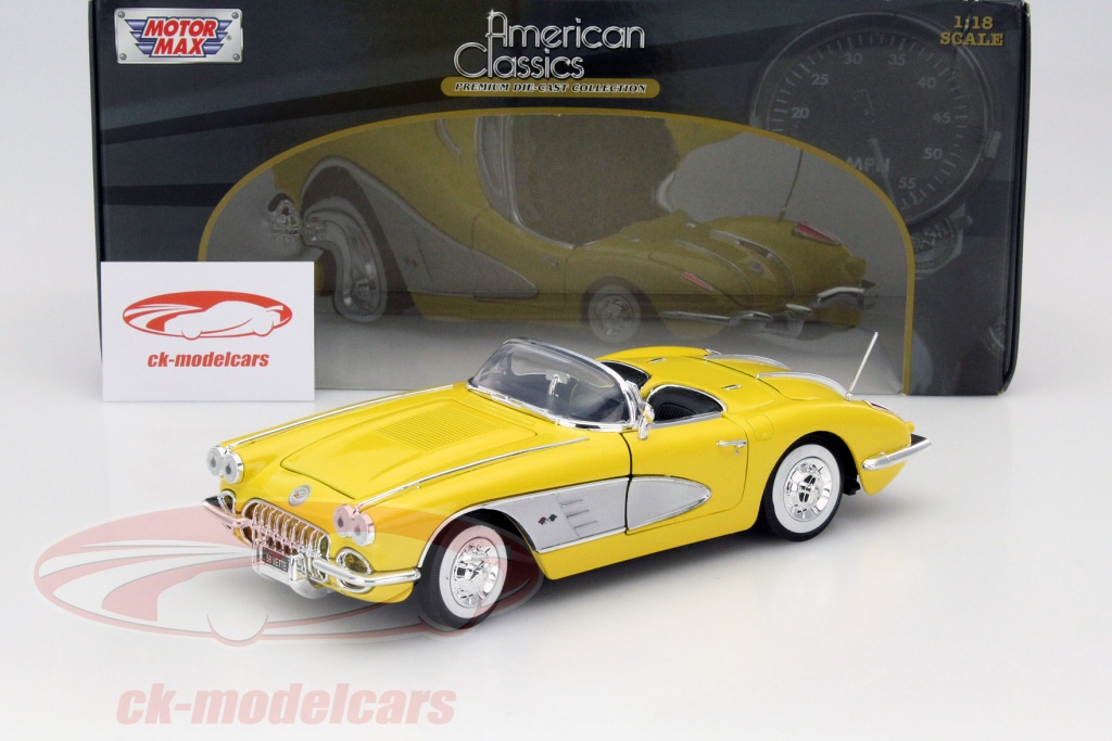 MotorMax 1:18 Chevrolet Corvette Year 1958 yellow 73109 model car 73109 ...