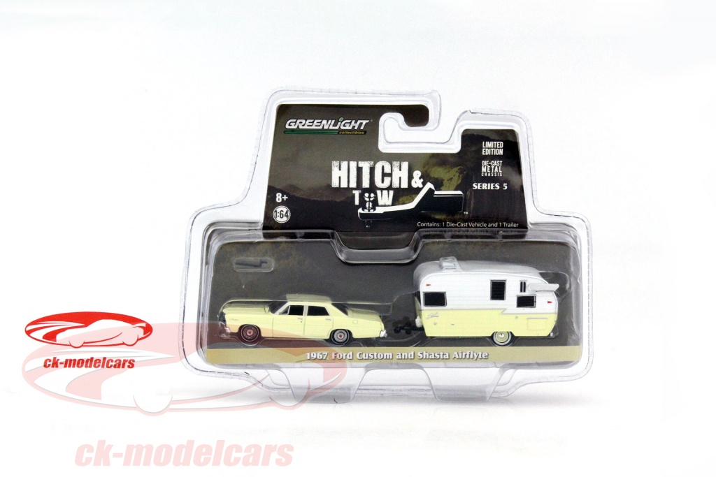 Greenlight 1:64 Ford Custom and Shasta Airflyte Baujahr 1967 creme ...