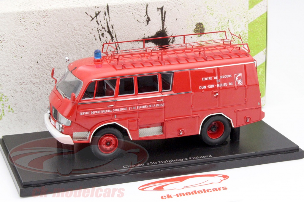 AutoCult 1:43 Citroen 350 Belphégor Guinard Feuerwehr Baujahr 1966 rot ...