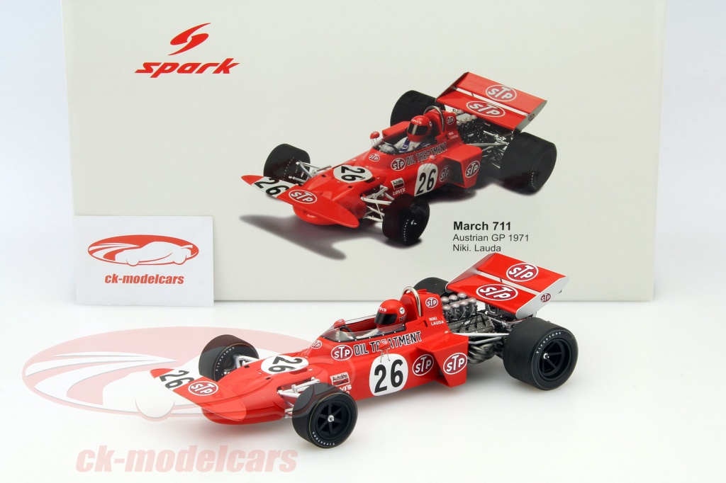 Spark 1:18 Niki Lauda March 711 #26 Austria GP formula 1 1971 18S228 ...