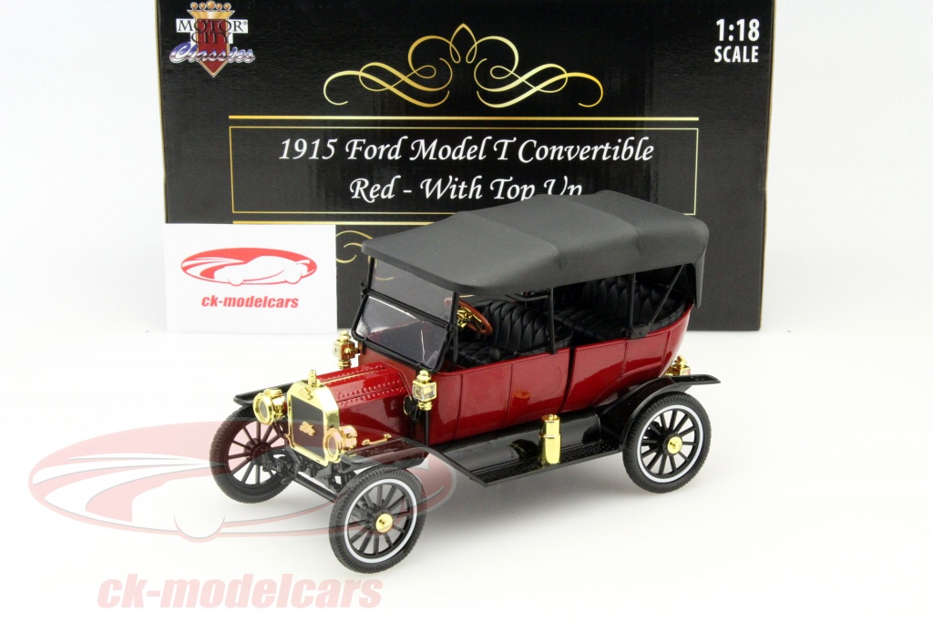 Motorcity 1:18 Ford Model T Convertible with Top Up jaar 1915 rood ...