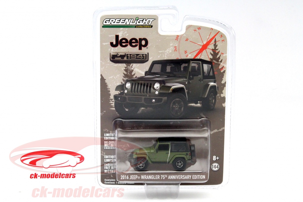 Greenlight 1:64 Jeep Wrangler 75th Anniversary Edition 2016 dark green ...