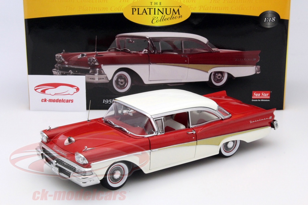 Sun Star Models 1:18 Ford Fairlane 500 Hardtop Year 1958 red / white ...