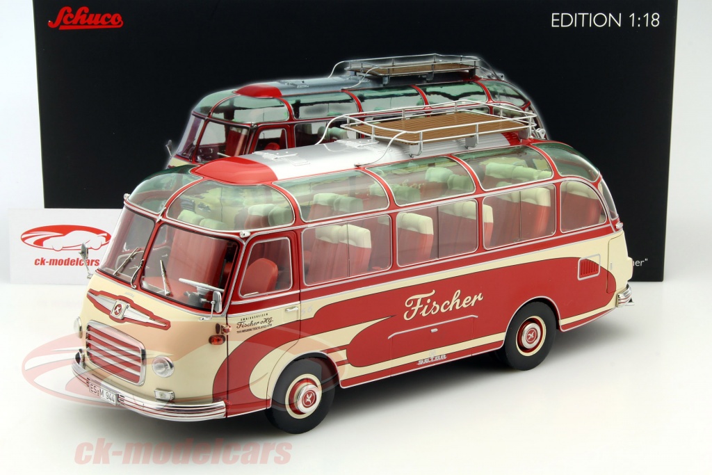 Schuco 1:18 Setra S6 Fischer coach red / beige 450034600 model car ...