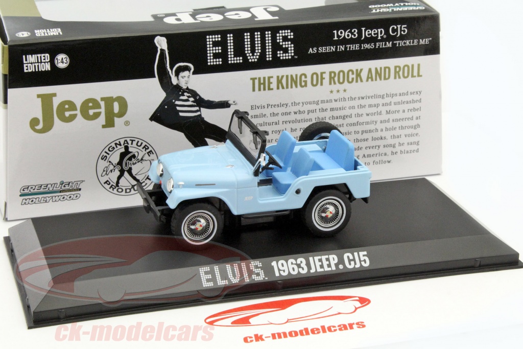 Greenlight 1:43 Jeep CJ5 Year 1963 Elvis blue 86310 model car 86310 ...