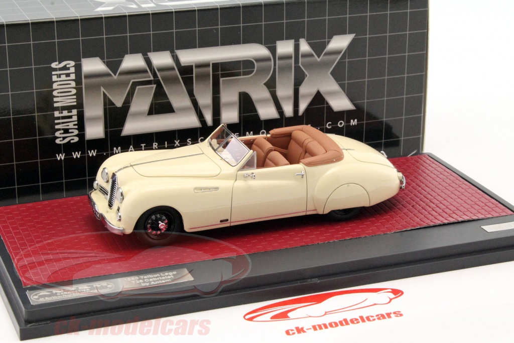 Matrix 1:43 Talbot Lago T26 Cabriolet by Antem year 1950 cream white ...