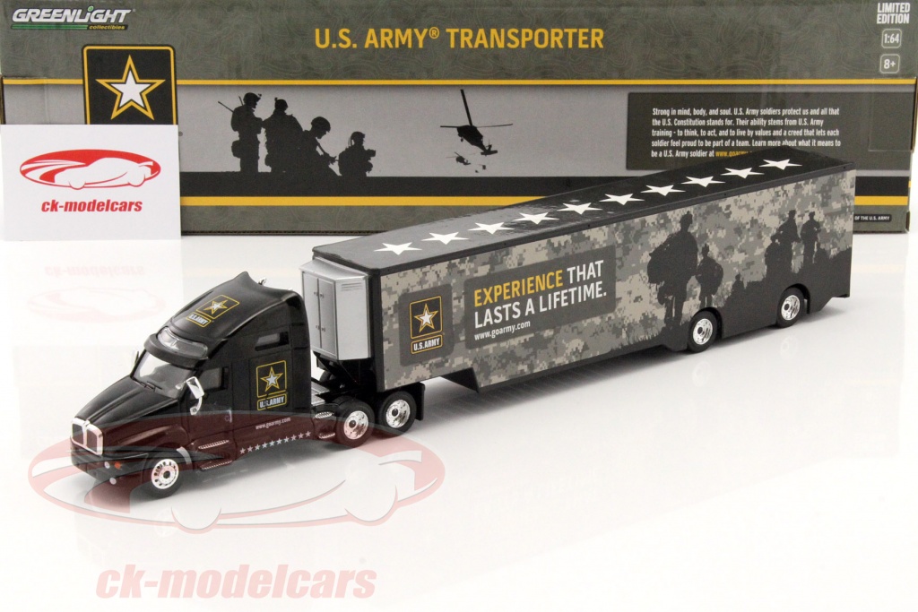 Greenlight 1:64 Kenworth T2000 year 2016 U.S. Army transporter black ...