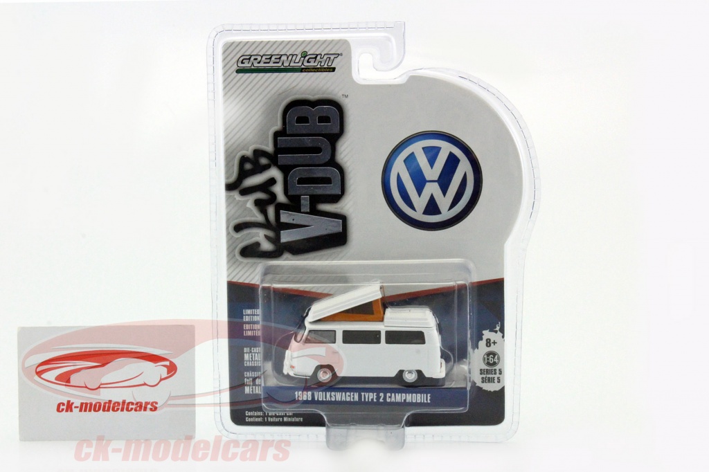 Greenlight 1:64 Volkswagen VW T2 bus Campmobile year 1968 white 29870B ...